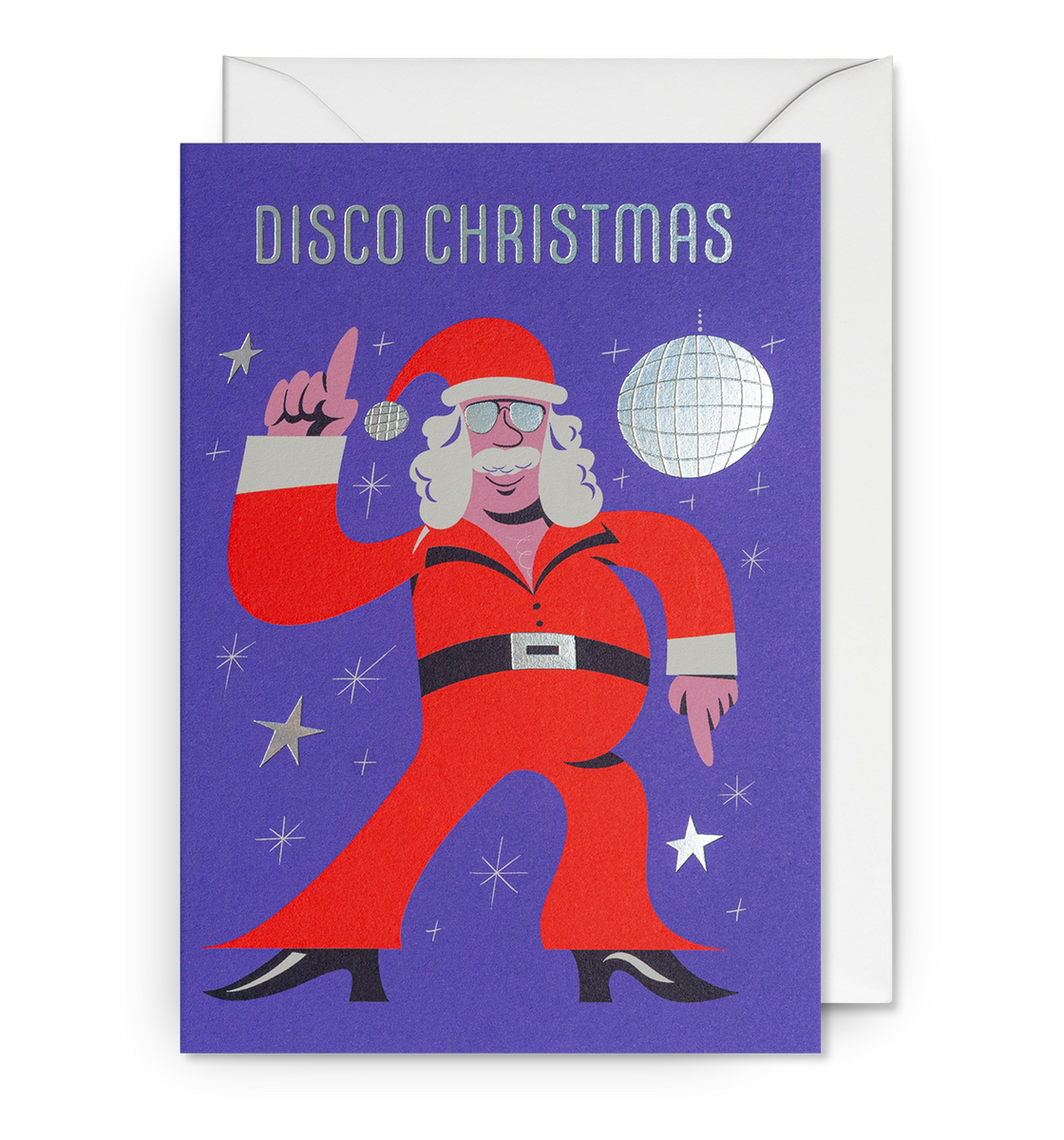Disco Dancing Santa Christmas Card