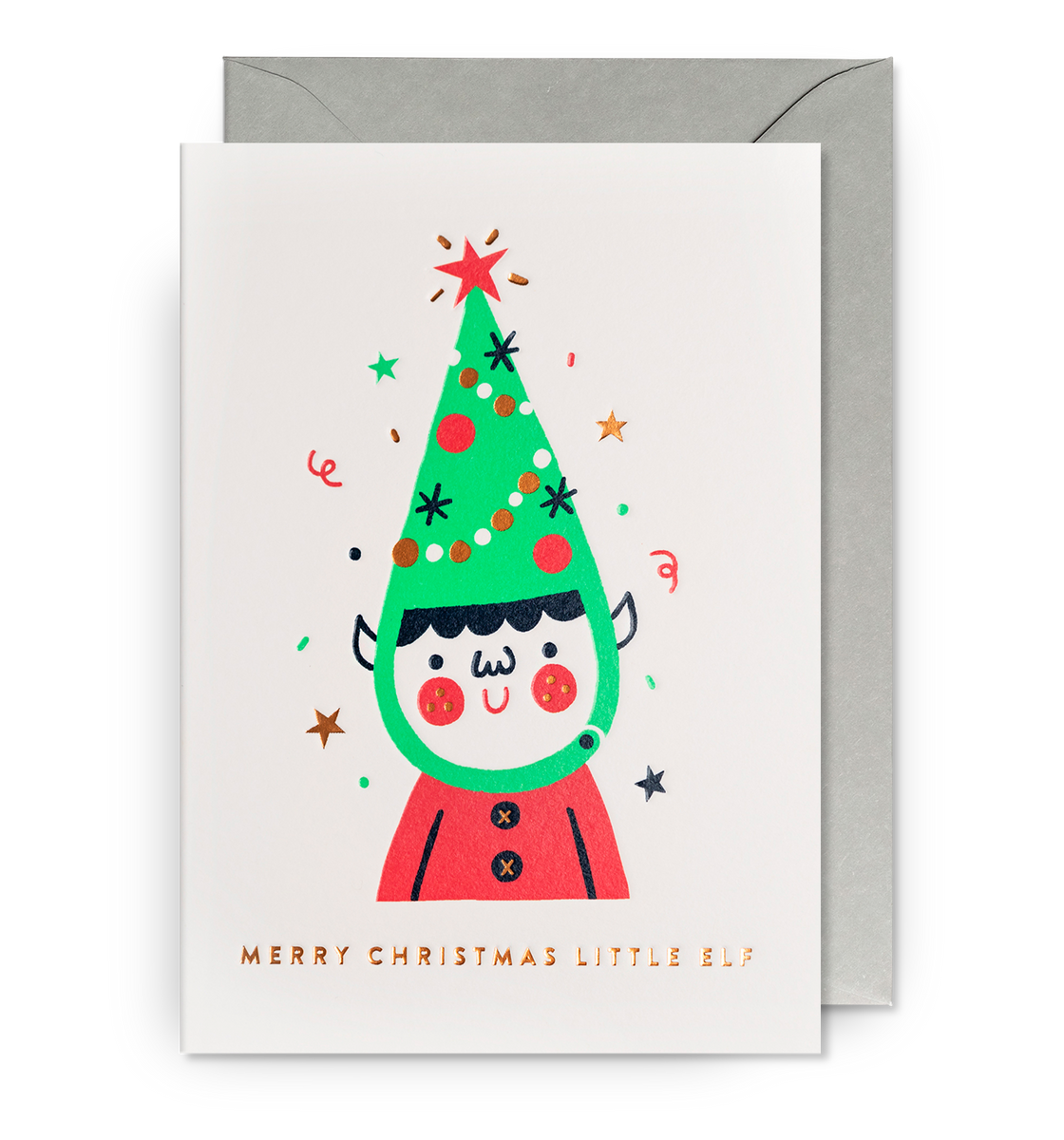 Merry Little Elf Illustrative Christmas Card