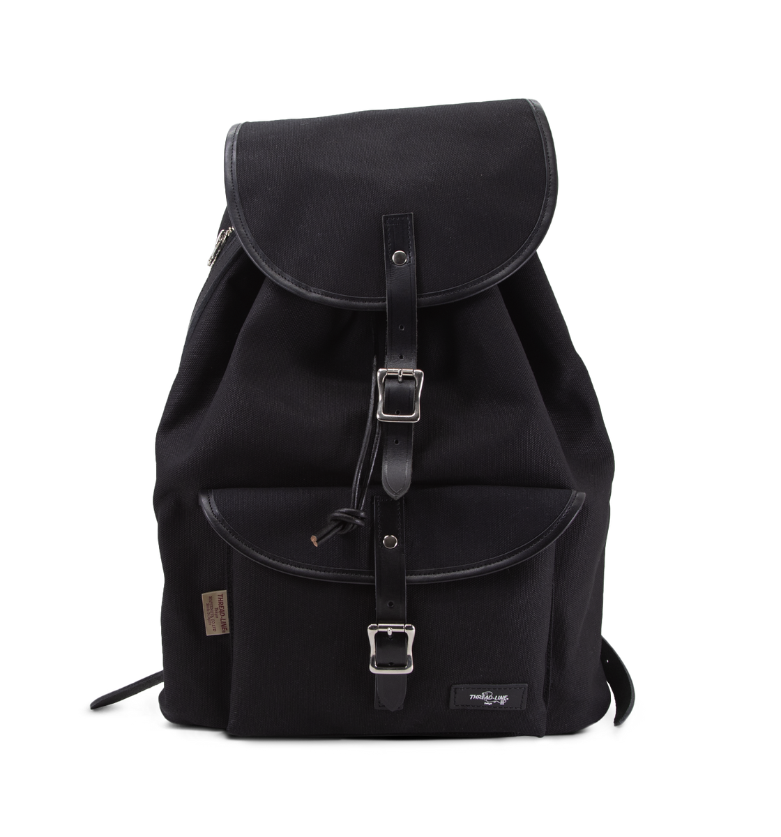Multi-Compartment Canvas Rucksack, Black