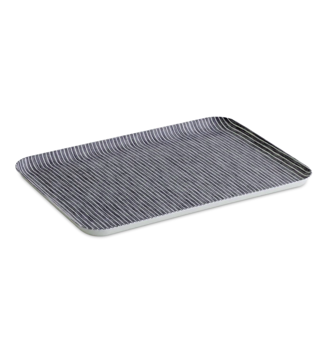 Large Coated Linen Tray, Grey Stripe