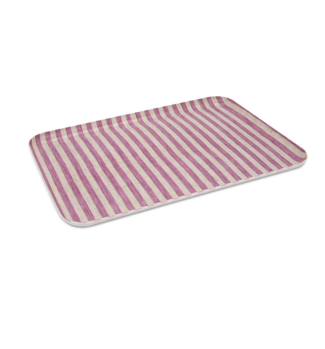 Michele Large Coated Linen Tray, Pink Stripe