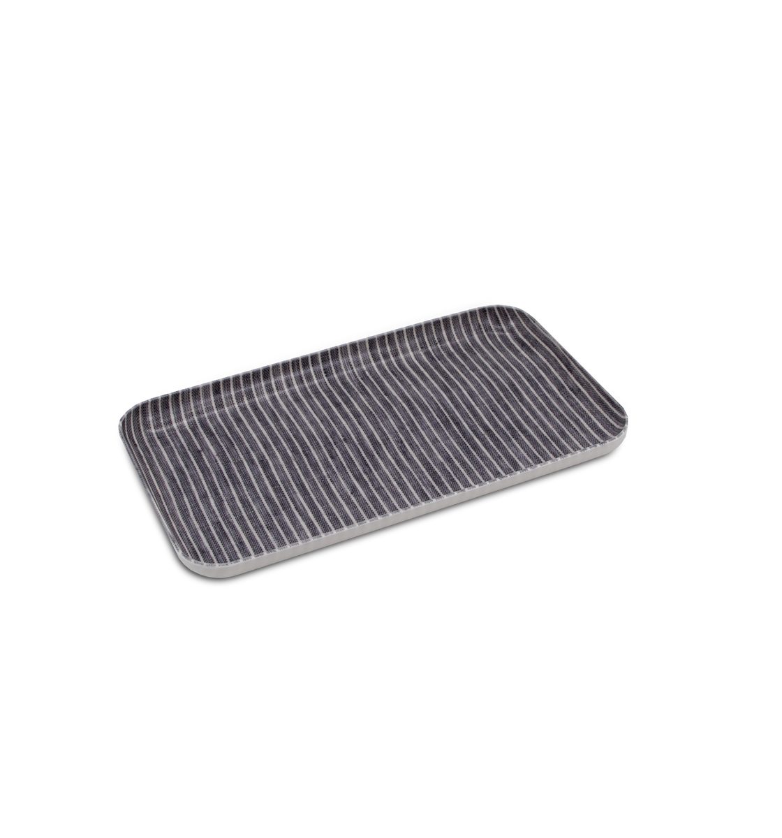 Small Coated Linen Tray, Grey Stripe