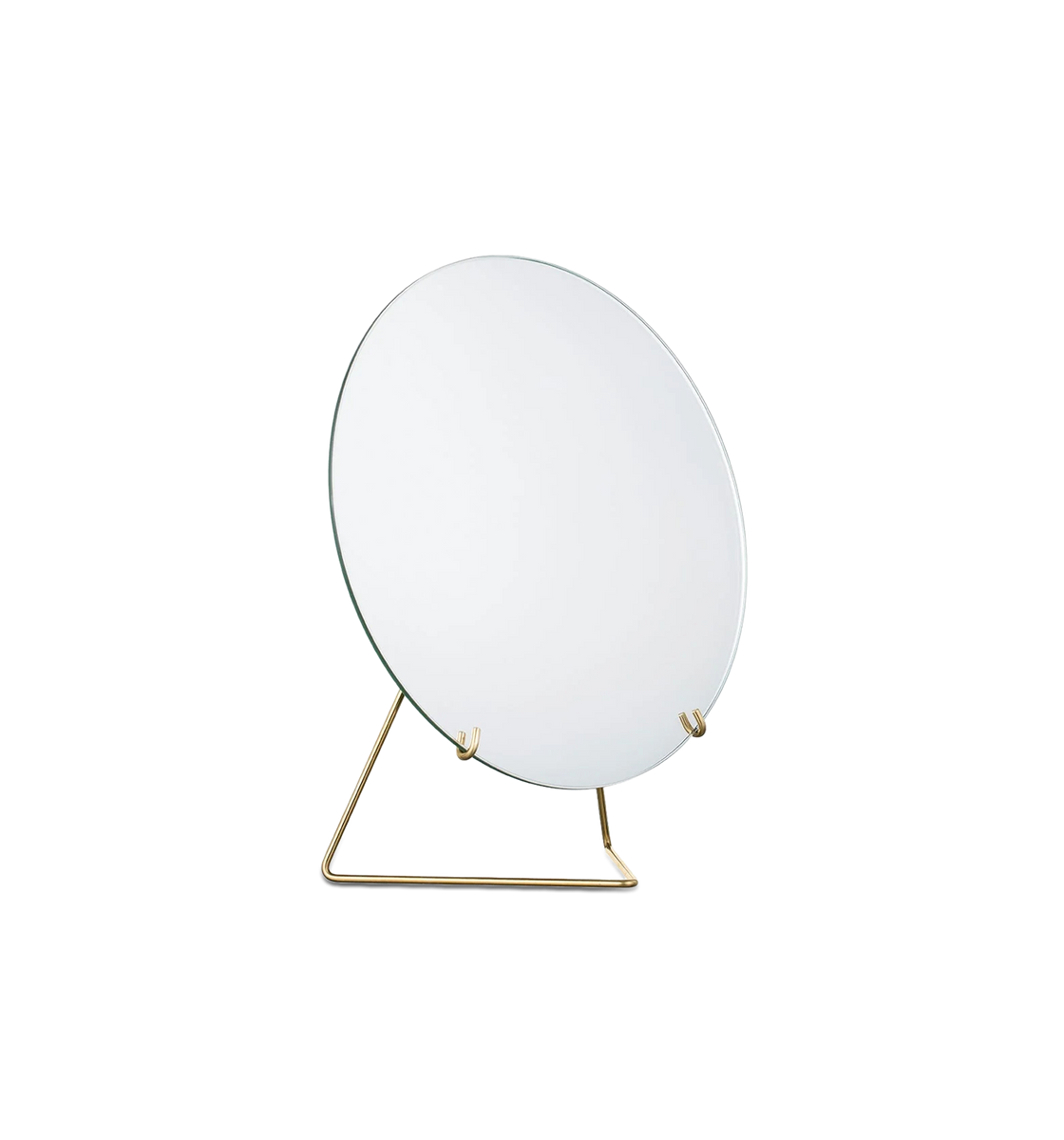 Minimalist Round Brass Standing Mirror, 20 cm